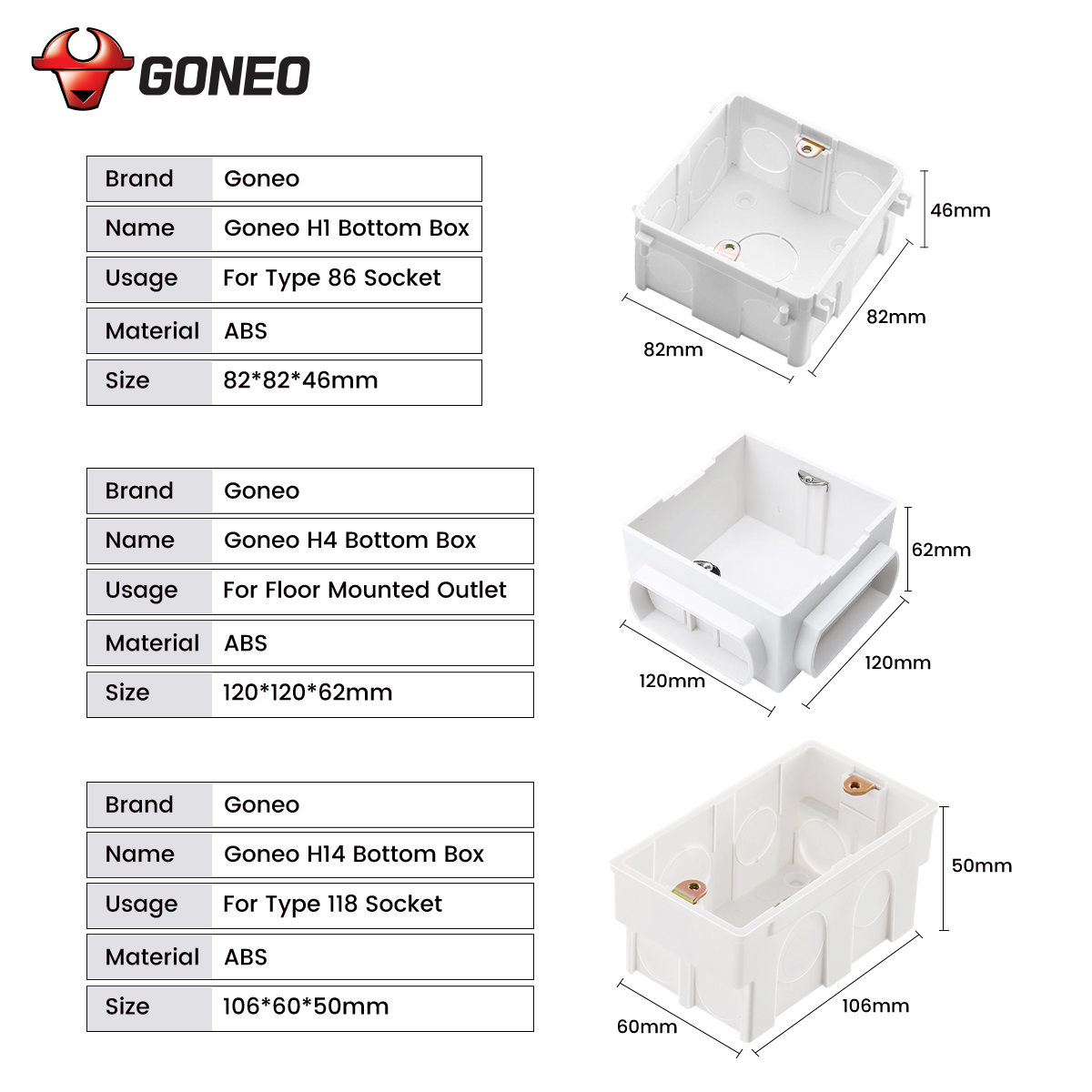 BULL Bottom Box / Utility Box / Junction Box for electric switch and ...