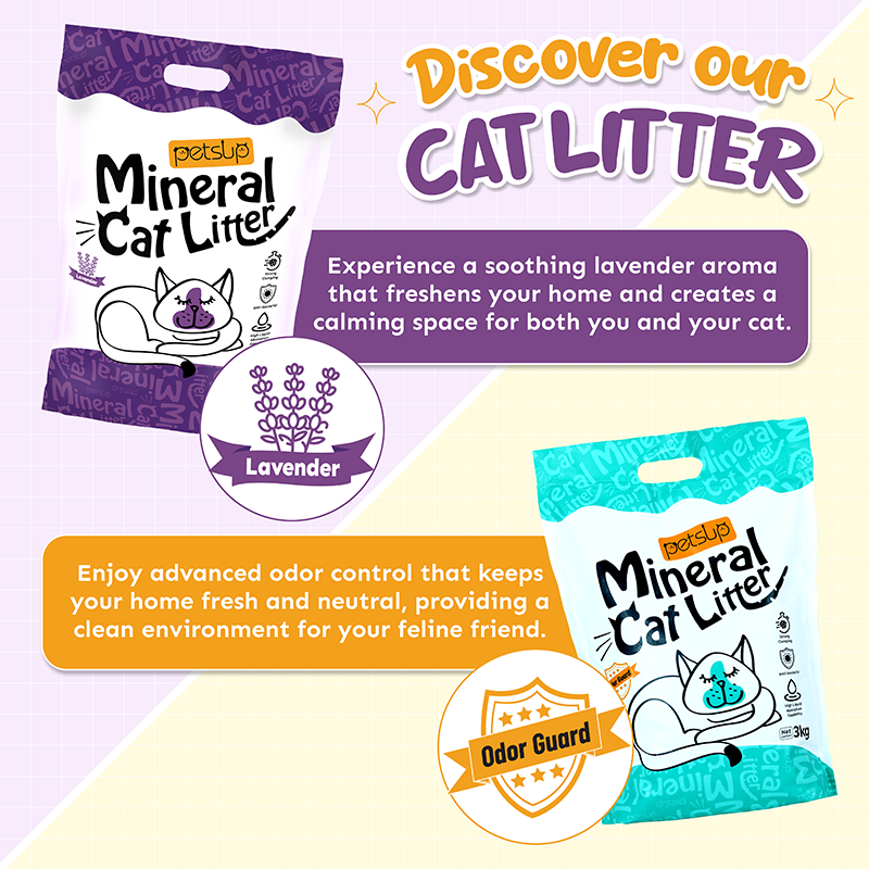 Petsup Mineral Cat Litter Sand Lavender Scent 3kgs Sodium-Based Mineral ...