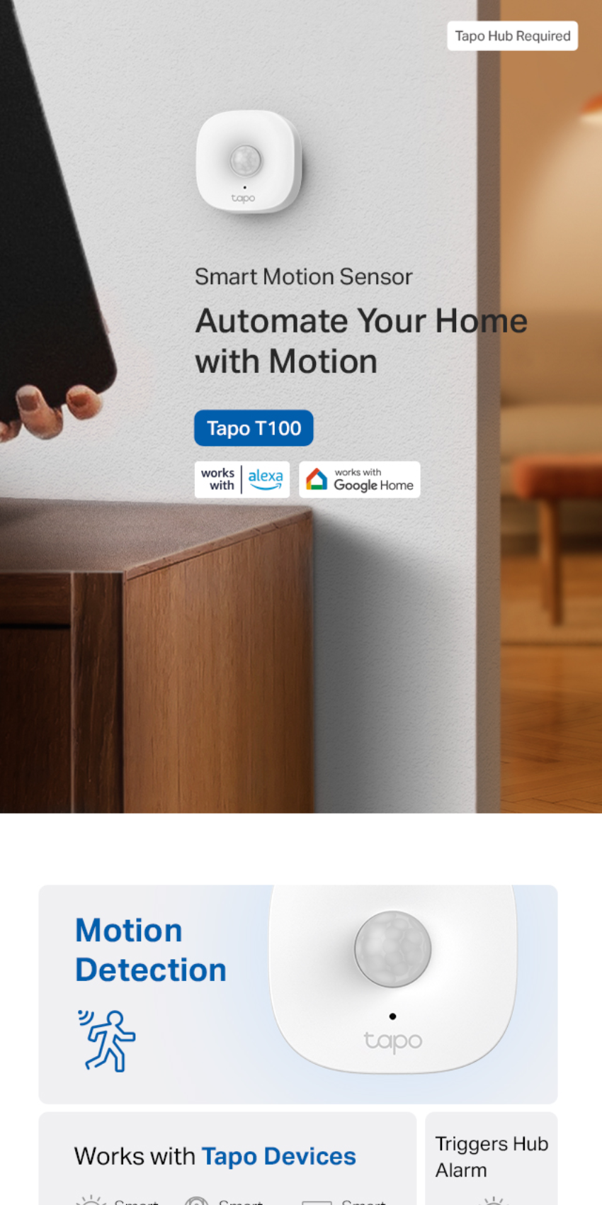 TP-Link | Tapo T100 | Smart Motion Sensor | Alarm Security System ...