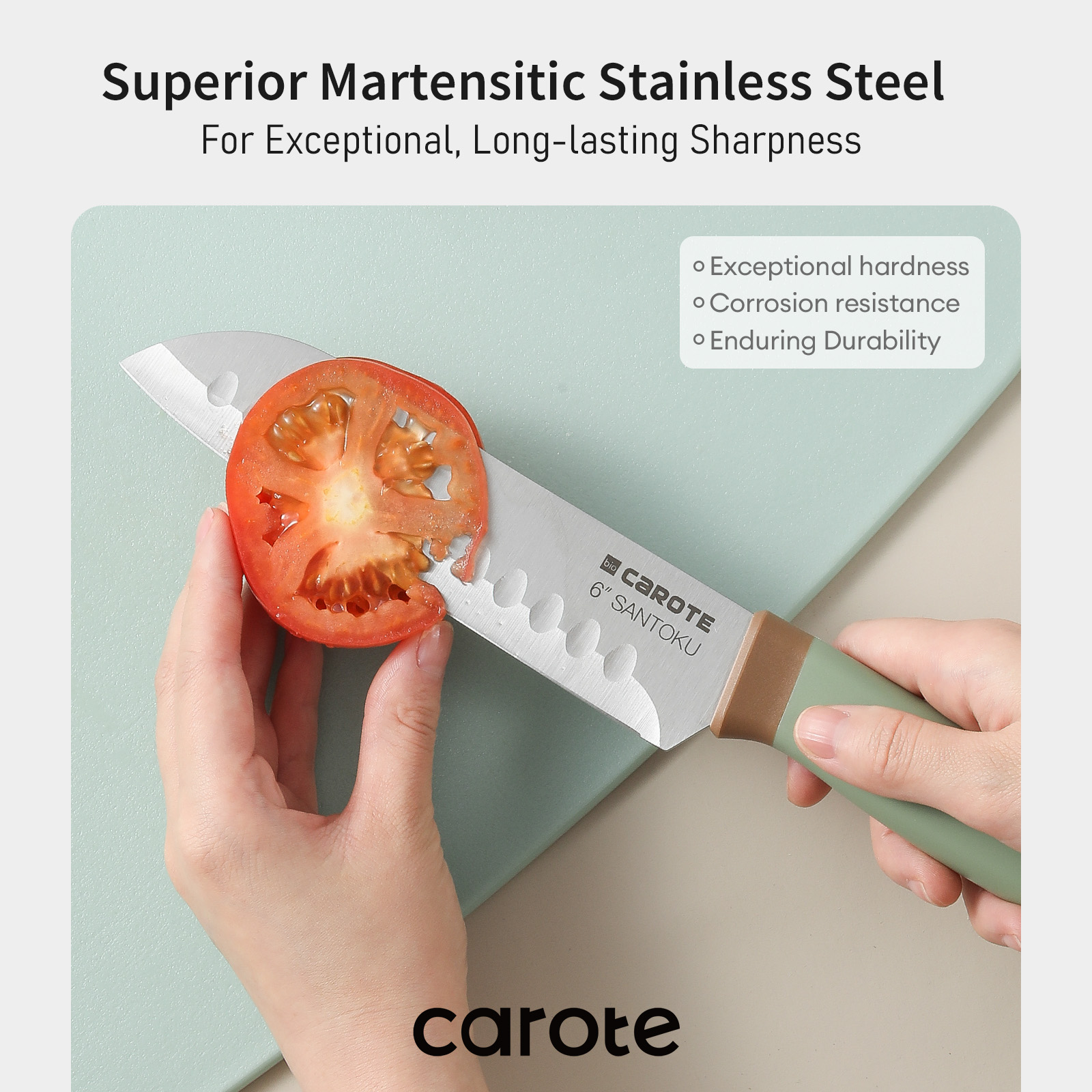 CAROTE Bio Green BG Series 4-Piece Stainless Steel Knife Set Kitchen ...