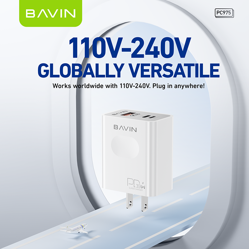 BAVIN PC975 PD 33W Fast Charging Adaptor w/ 3 Ports iPh Port, USB QC3.0 ...