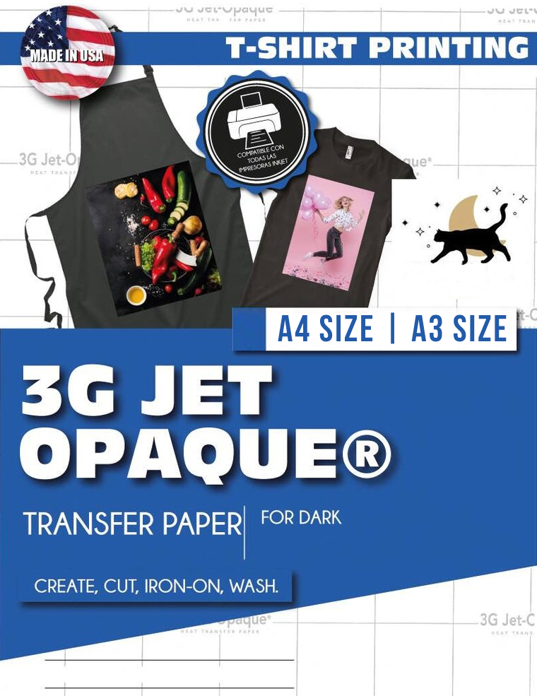 100 Sheets 3G Jet-Opaque Dark Transfer Paper A4/A3 Inkjet Heat Transfer ...
