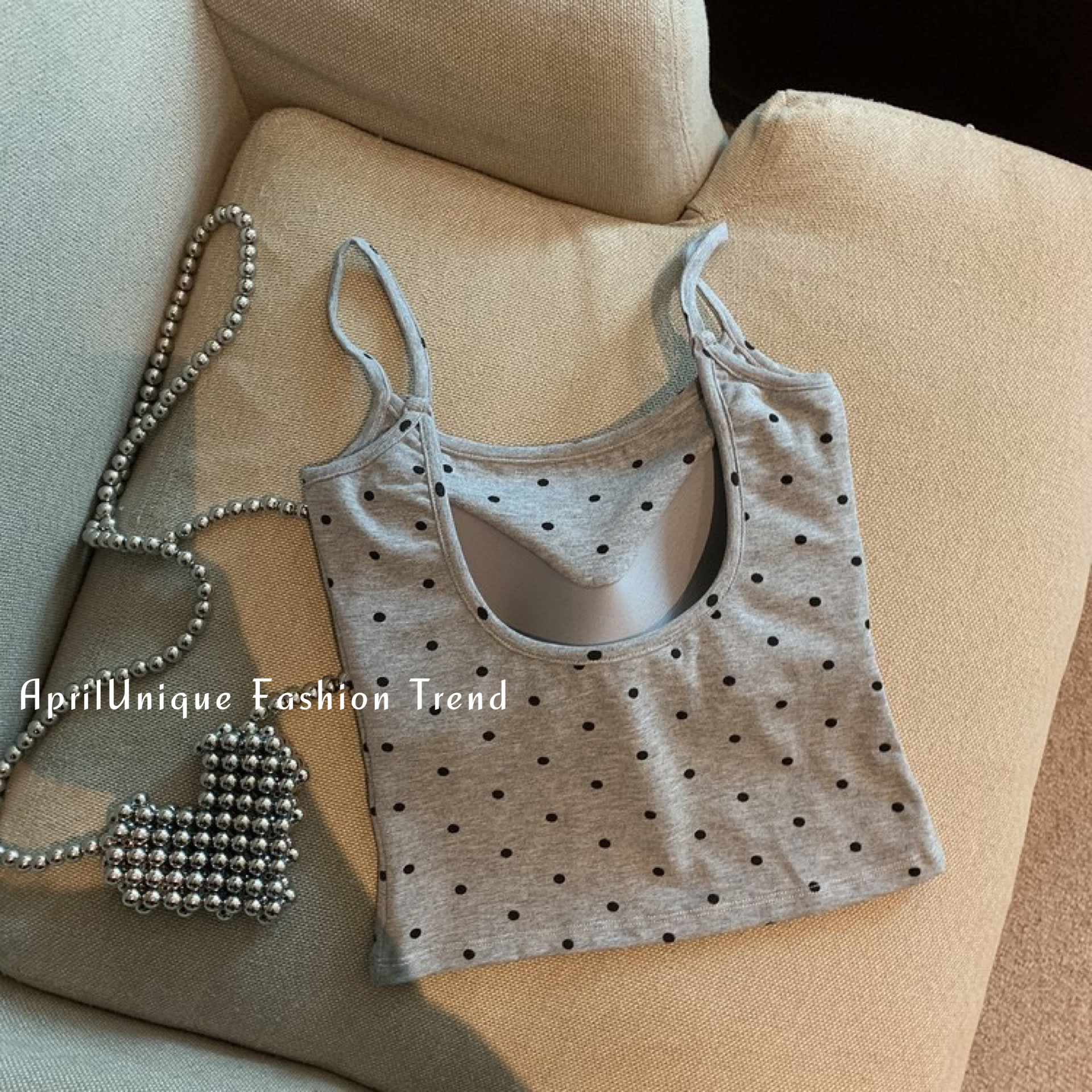 Ladies Cotton Polka Dots With Padded Sando Bra Sexy Backless Sling Back ...