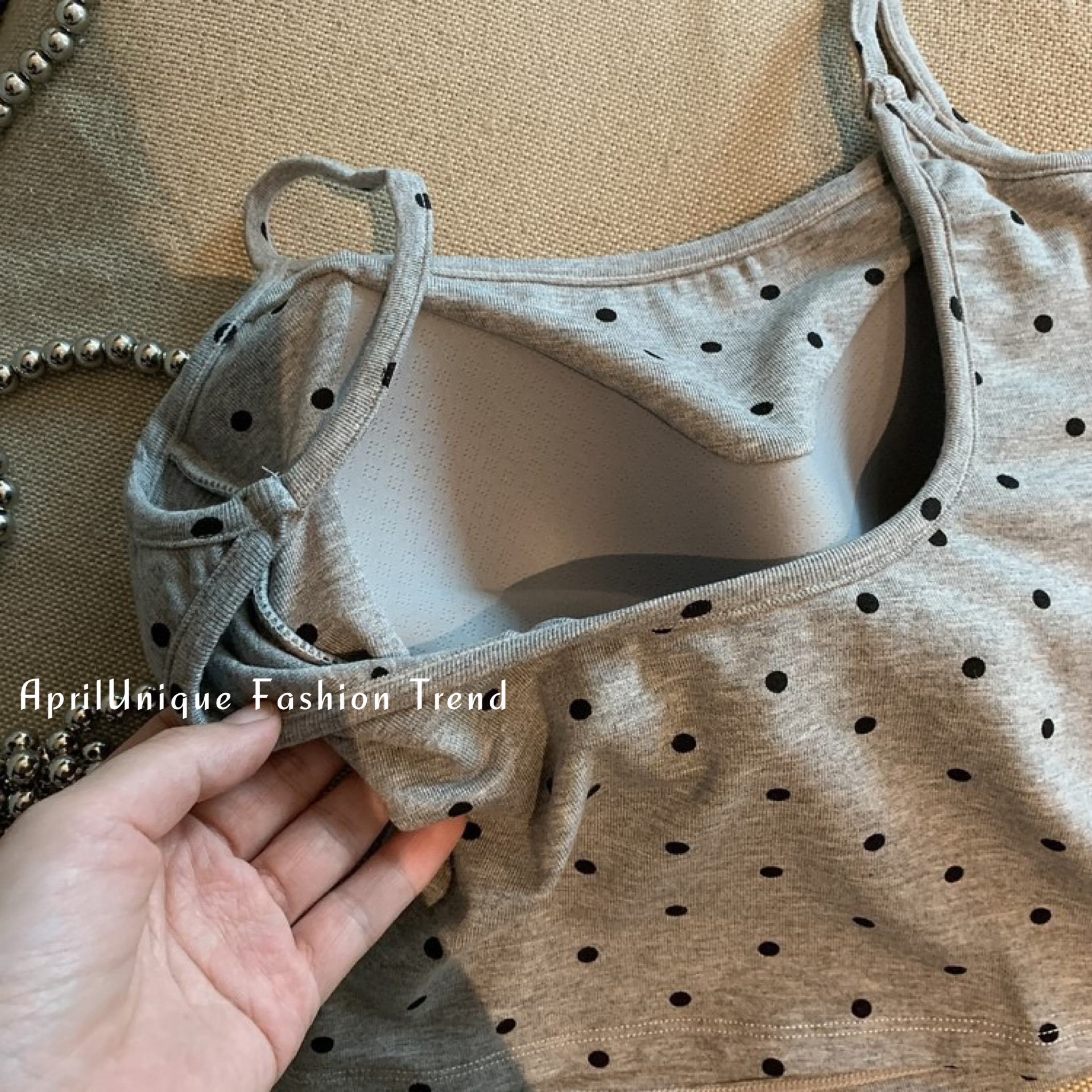 Ladies Cotton Polka Dots With Padded Sando Bra Sexy Backless Sling Back ...