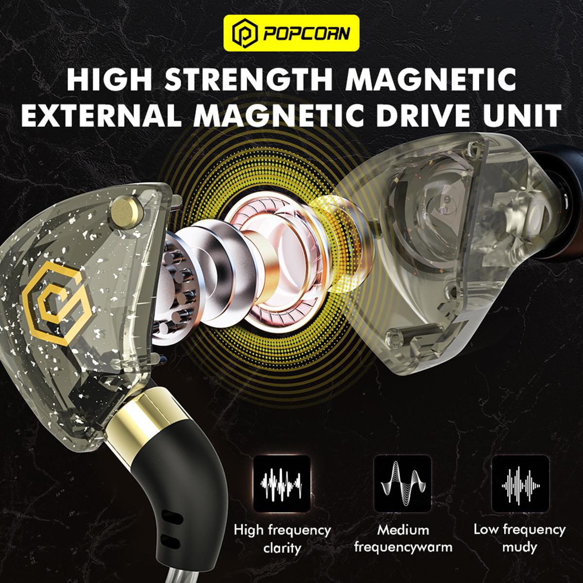 Popcorn SE6 Eearphone Deep Bass Dynamic In-Ear Earphones With Mic ...