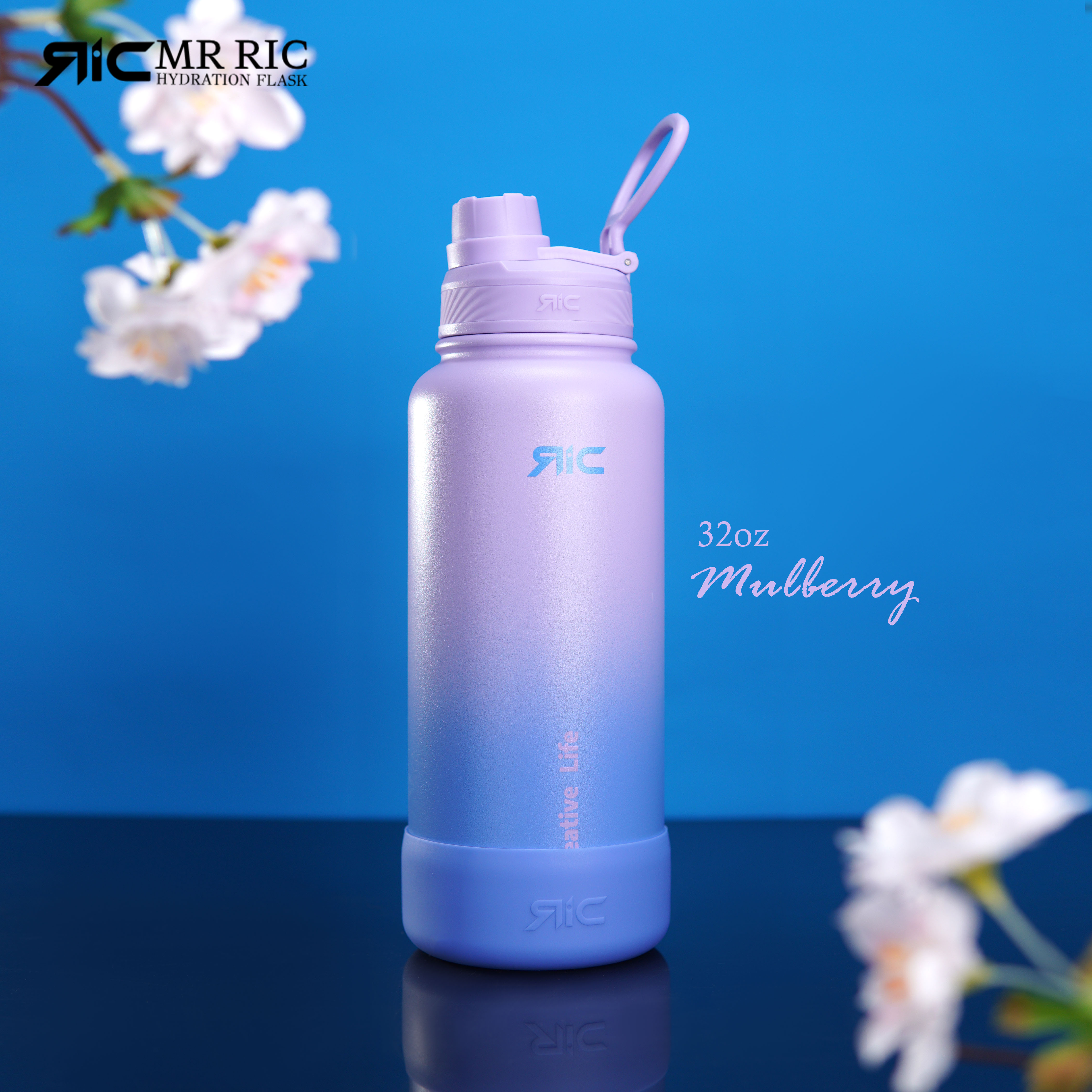 Mr Ric Hydration Flask w/ Free Silicone Boot Insulation Stainless Steel ...