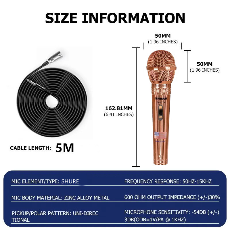HYPE CAPDIOD Microphone Karaoke BETA77A Dynamic Heavy Duty Wired ...