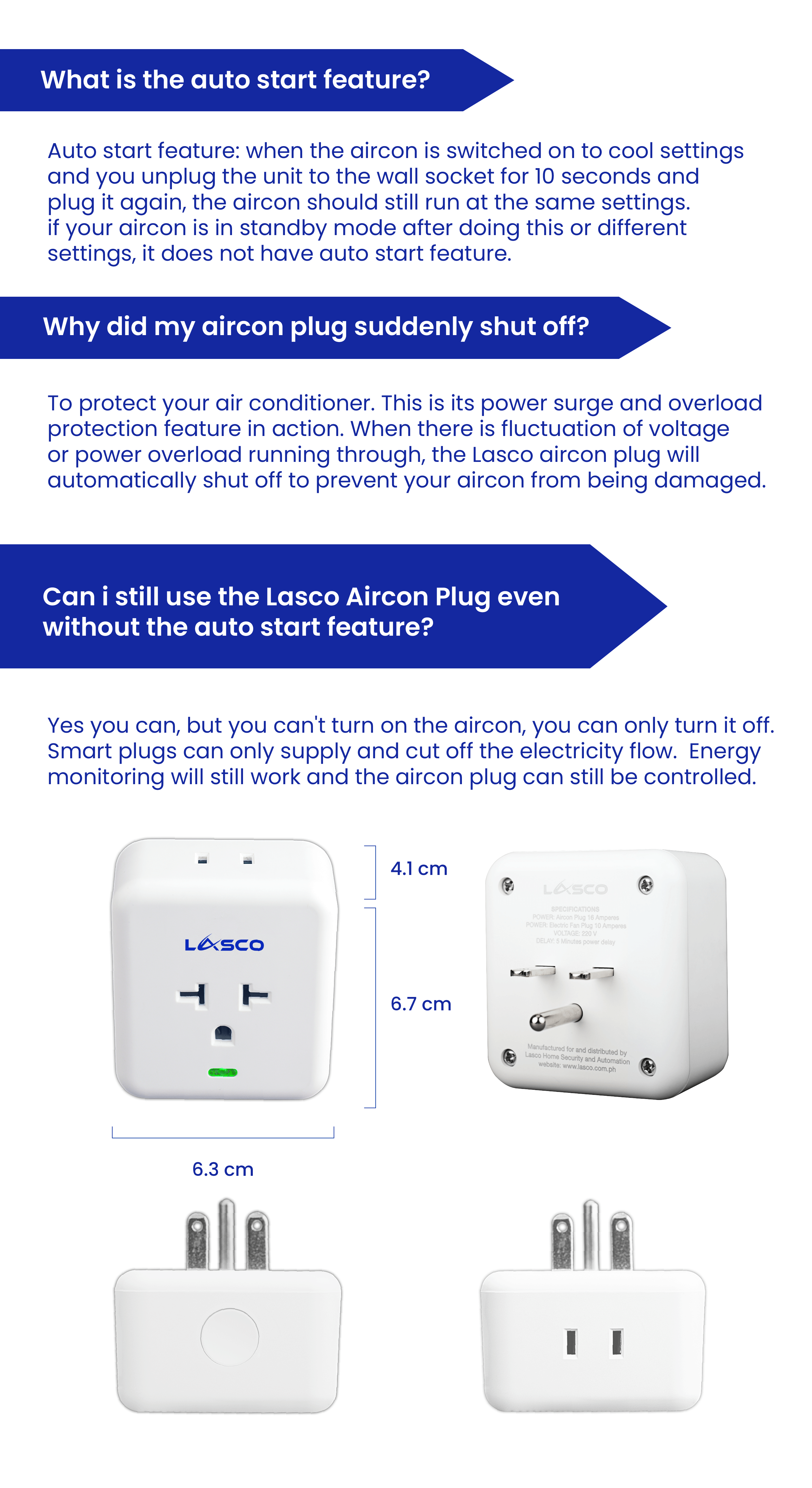 Lasco Wifi Power on Delay Dual Aircon and Fan Plug Smart Socket ...