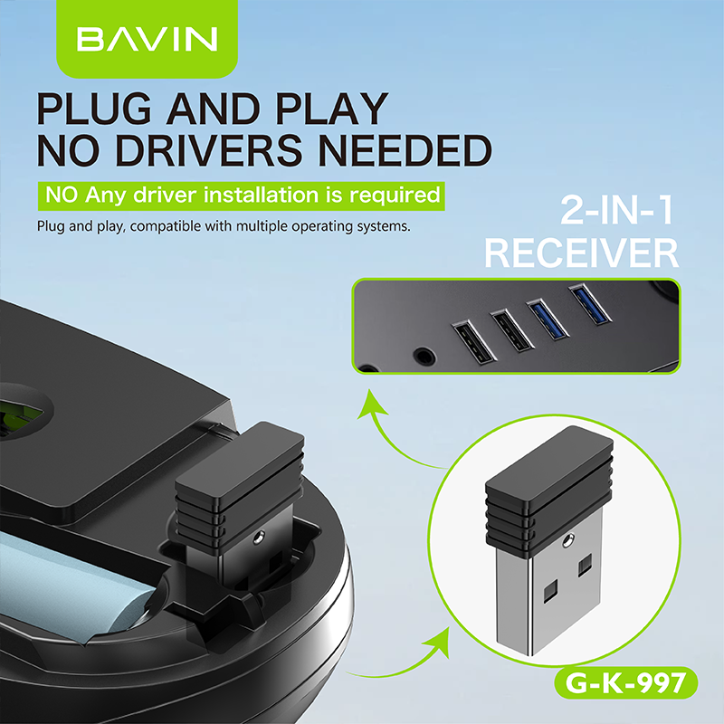 BAVIN K997 2.4G Wireless Keyboard & Mouse for Computer Laptop Keyboard ...