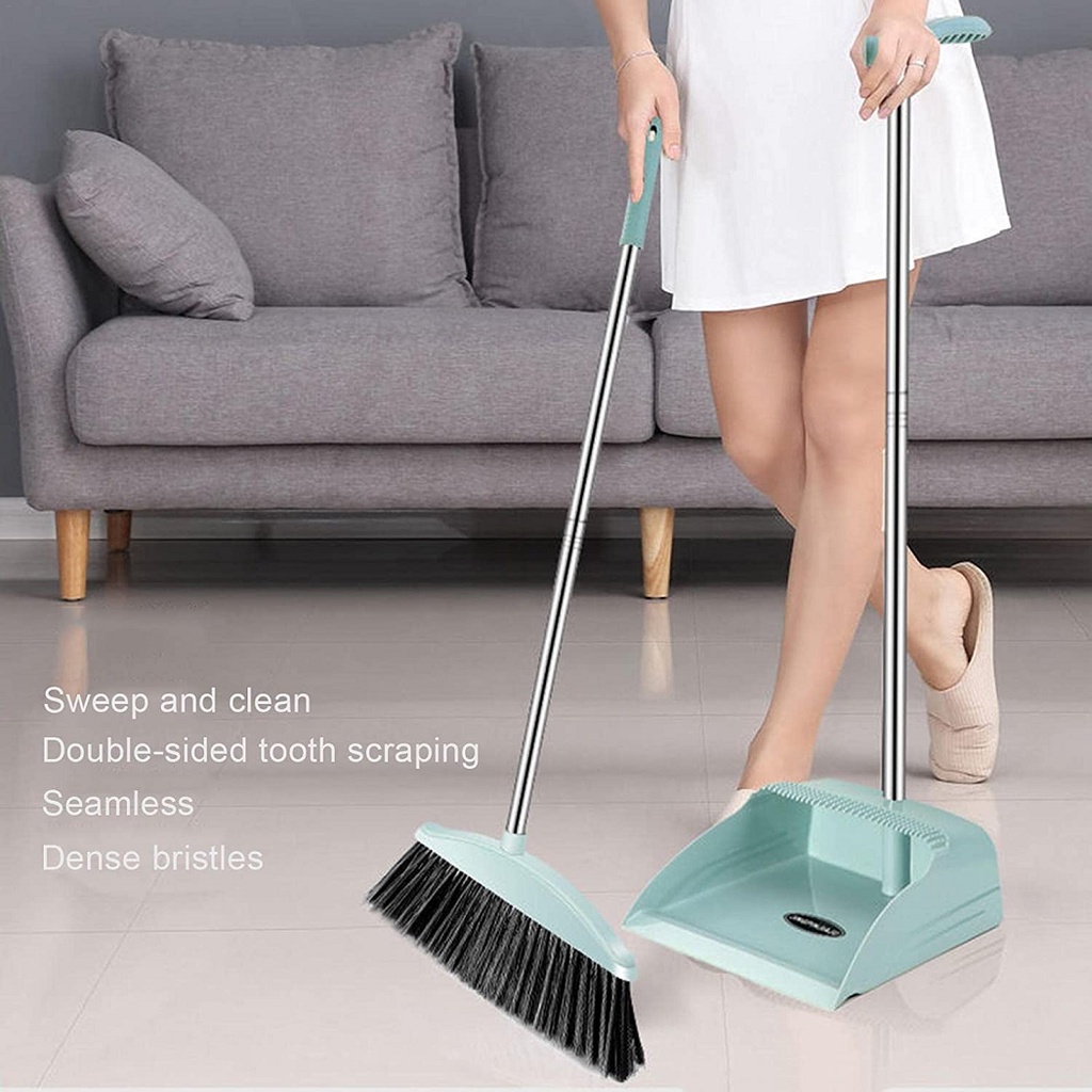 Romax NEW Long Handle Broom and Dust Pan Set Household broom Cleaning ...