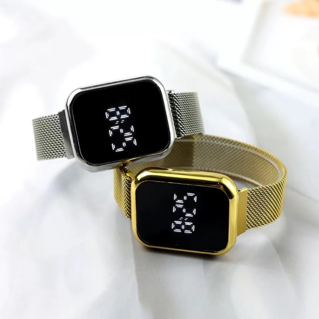 LED Screen Magnetic Digital Watch Stainless Magnet Wristwatch Unisex ...