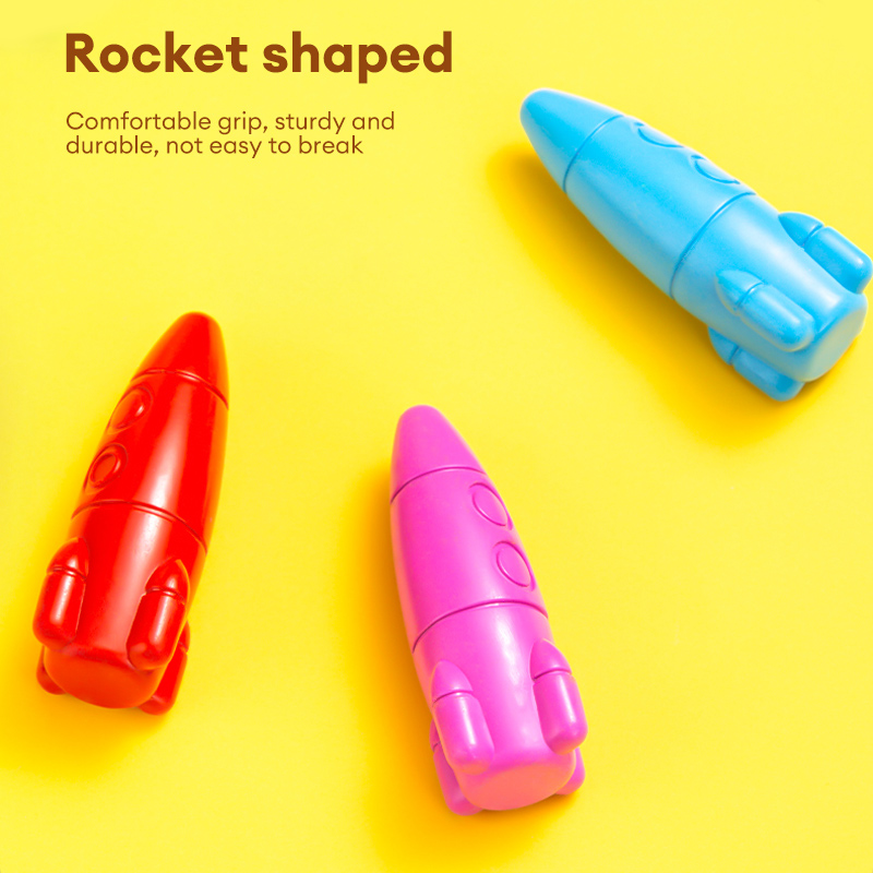 Deli 12/24 Colors Rocket Crayons Non-Toxic Not Dirty Coloring Set Hand ...