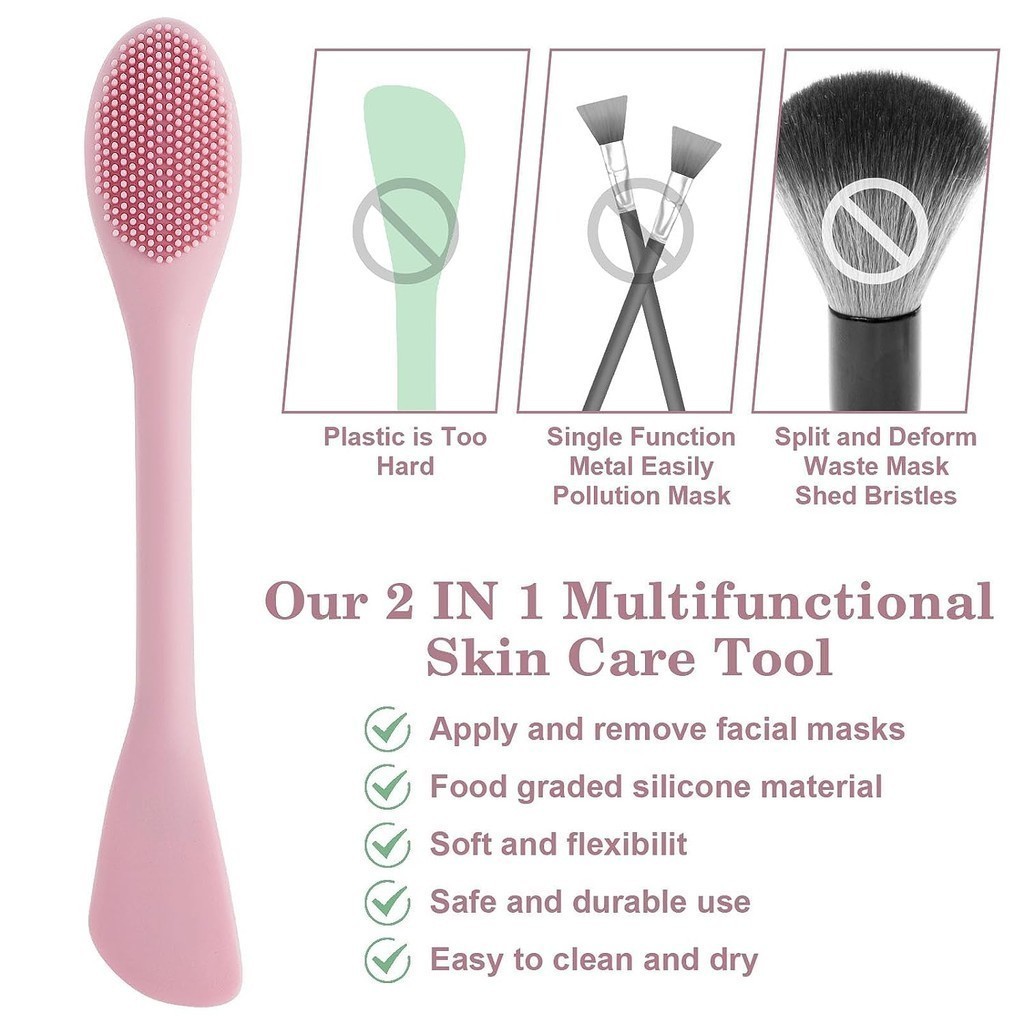 Double-Headed Mask Brush Reusable Silicone Face Cleaner Double Facial ...