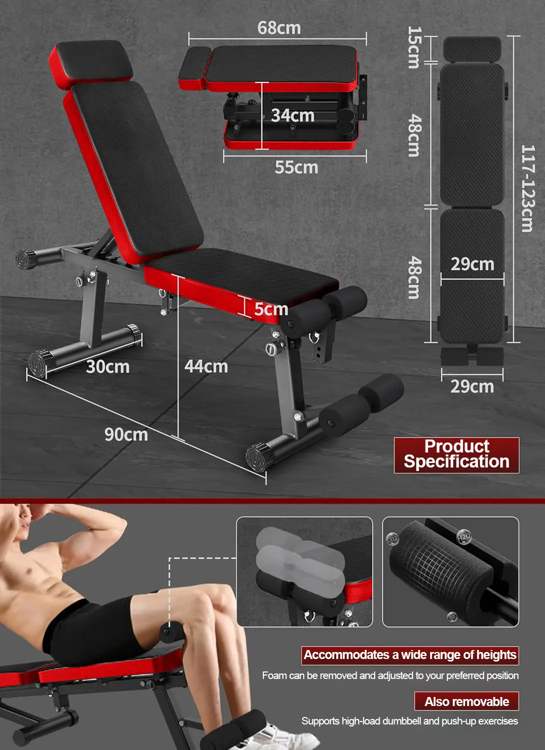 Exercise bench Adjustable bench barbell bench dumbbell weight bench ...