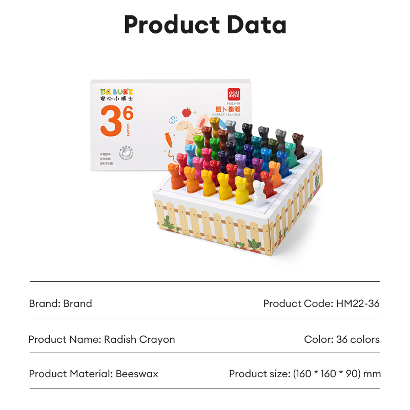 Deli 12/24/36 Color Non-Toxic Generic Crayons Triangle Radish Crayon ...