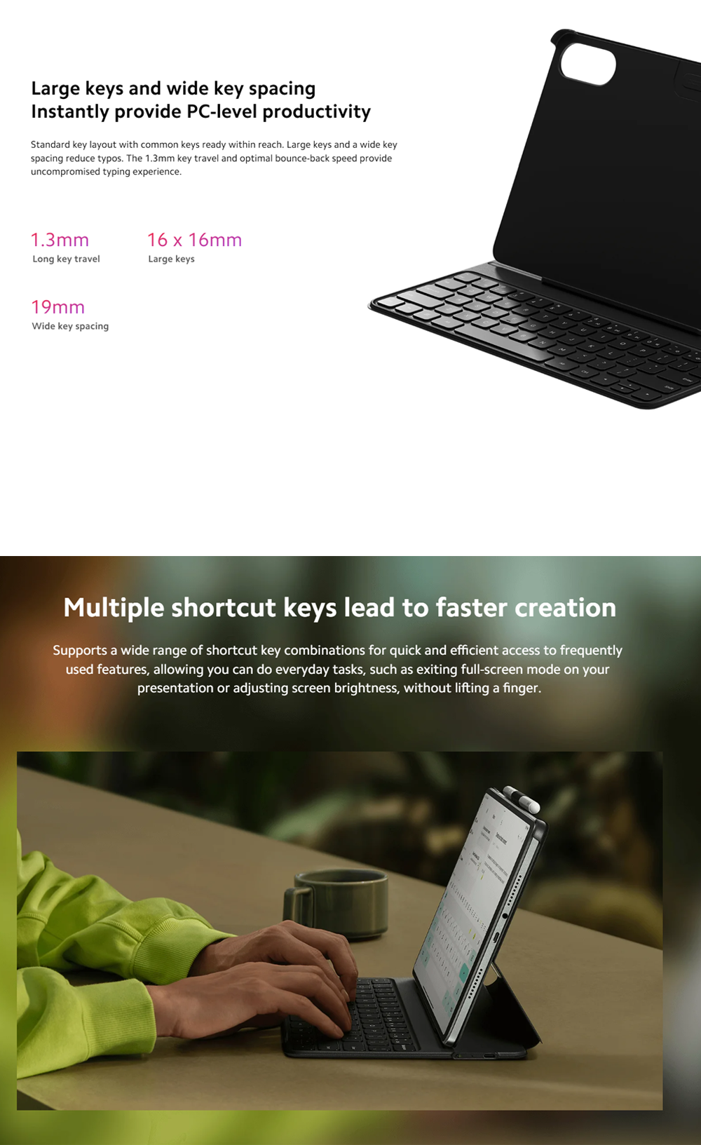 Xiaomi Redmi Pad Pro Keyboard with Case Bluetooth (fits Poco Pad) Large ...