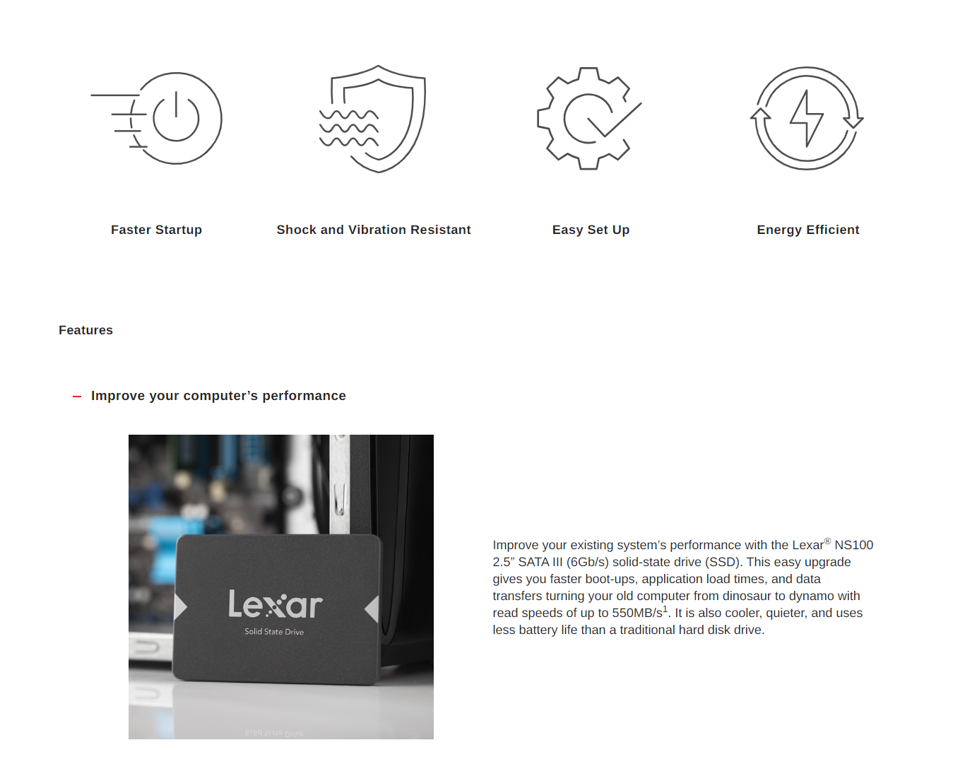 Lexar NS100 1TB/2TB 2.5 Inch SATA III (6Gb/s) Easy Set Up SSD Solid ...