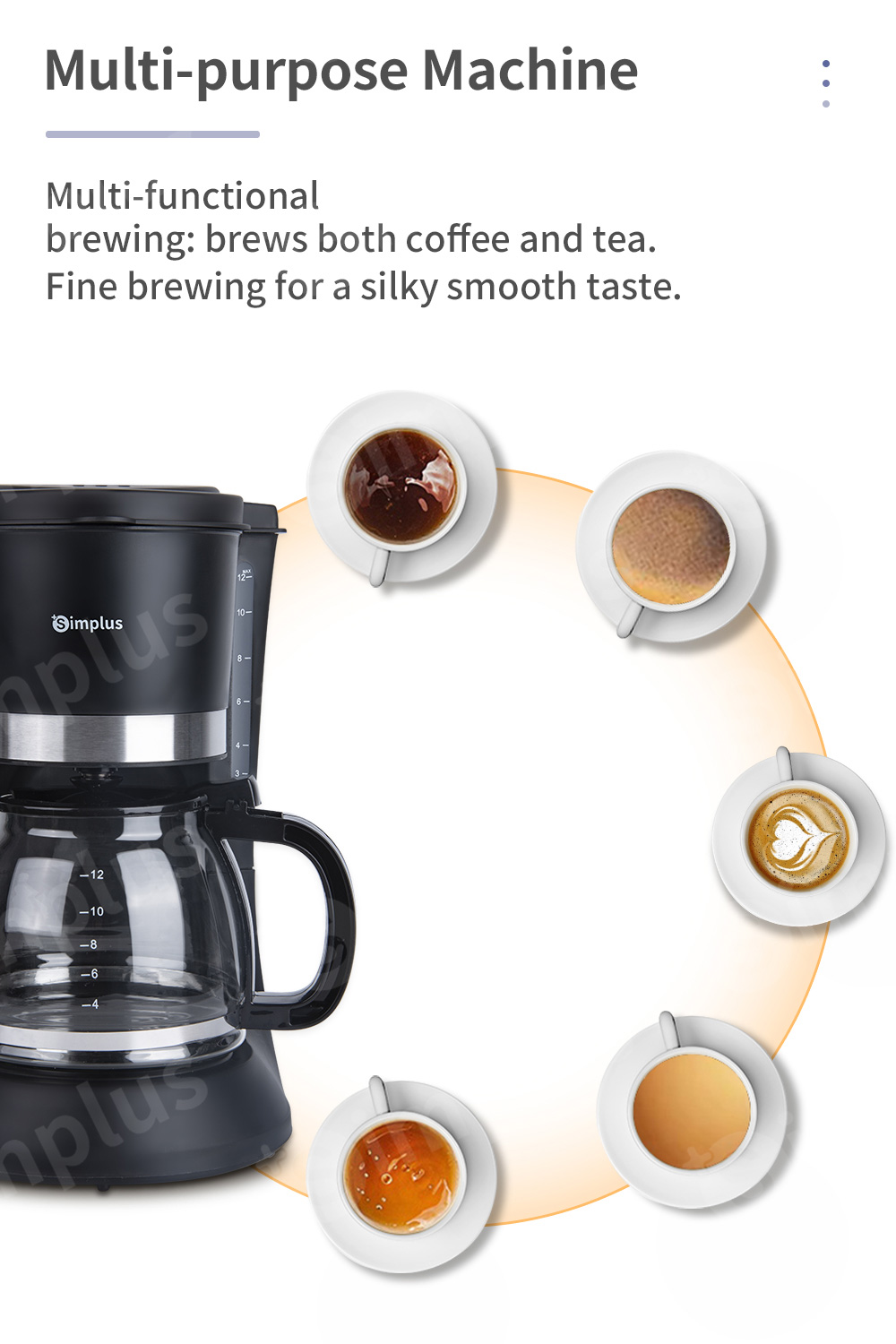 Simplus Drip Coffee Maker 1200ml Capacity Coffee Machines Removable ...