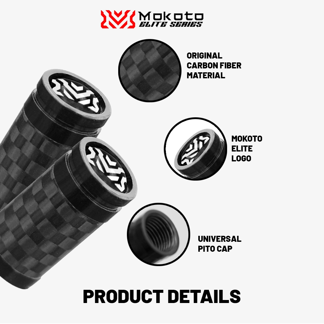 MOKOTO ELITE SERIES TIRE VALVE PITO CAP CARBON FIBER UNIVERSAL FOR ...