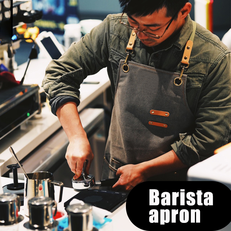 Canvas leather straps Strap-back type Coffee Shop Aprons Barber Working ...