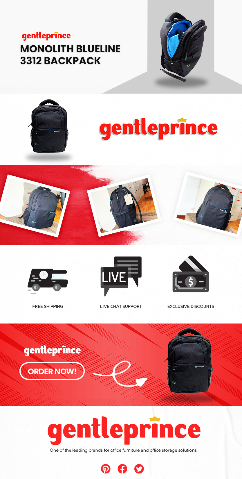 Monolith Blue Line Laptop Backpack for Men and Women | Shopee Philippines