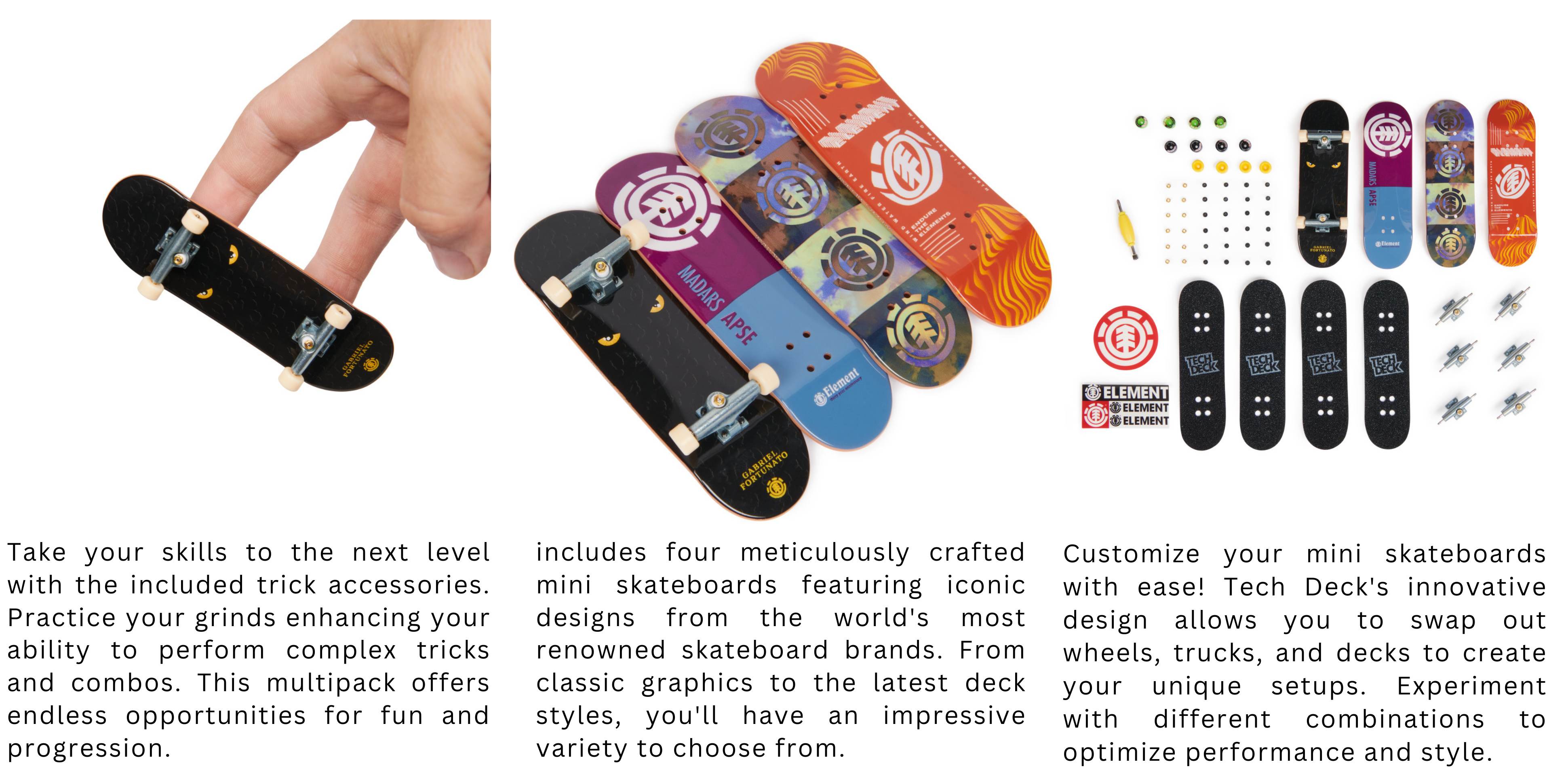 Tech Deck Mini Fingerboard 4 Pack Multipack Set Maxallure Mini ...