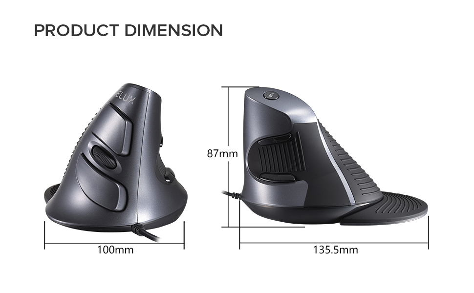 Delux M618BU Wired Optical Ergonomic Vertical Mouse with 3200 DPI Non ...