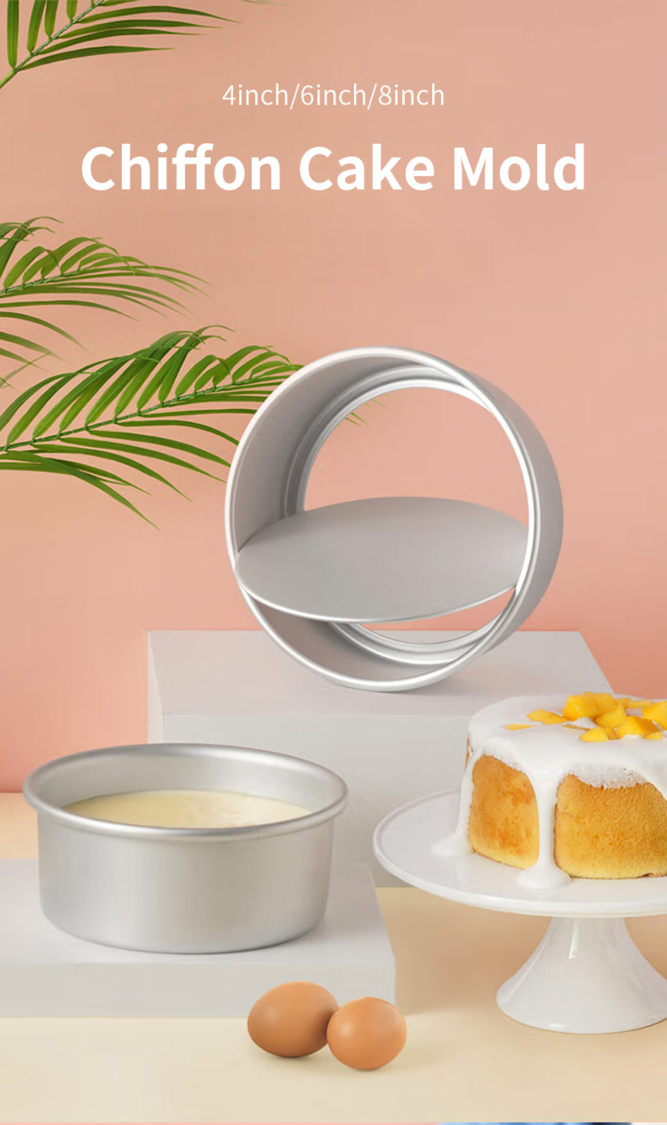 4/6/8 Inch Round Cake Molder Removable Bottom Nonstick Aluminum Alloy ...