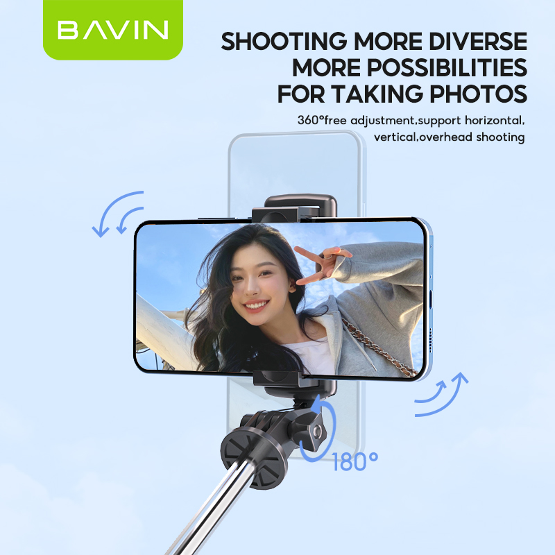BAVIN P09 Portable Selfie Stick Monopod Tripod Stand W/ Bluetooth ...