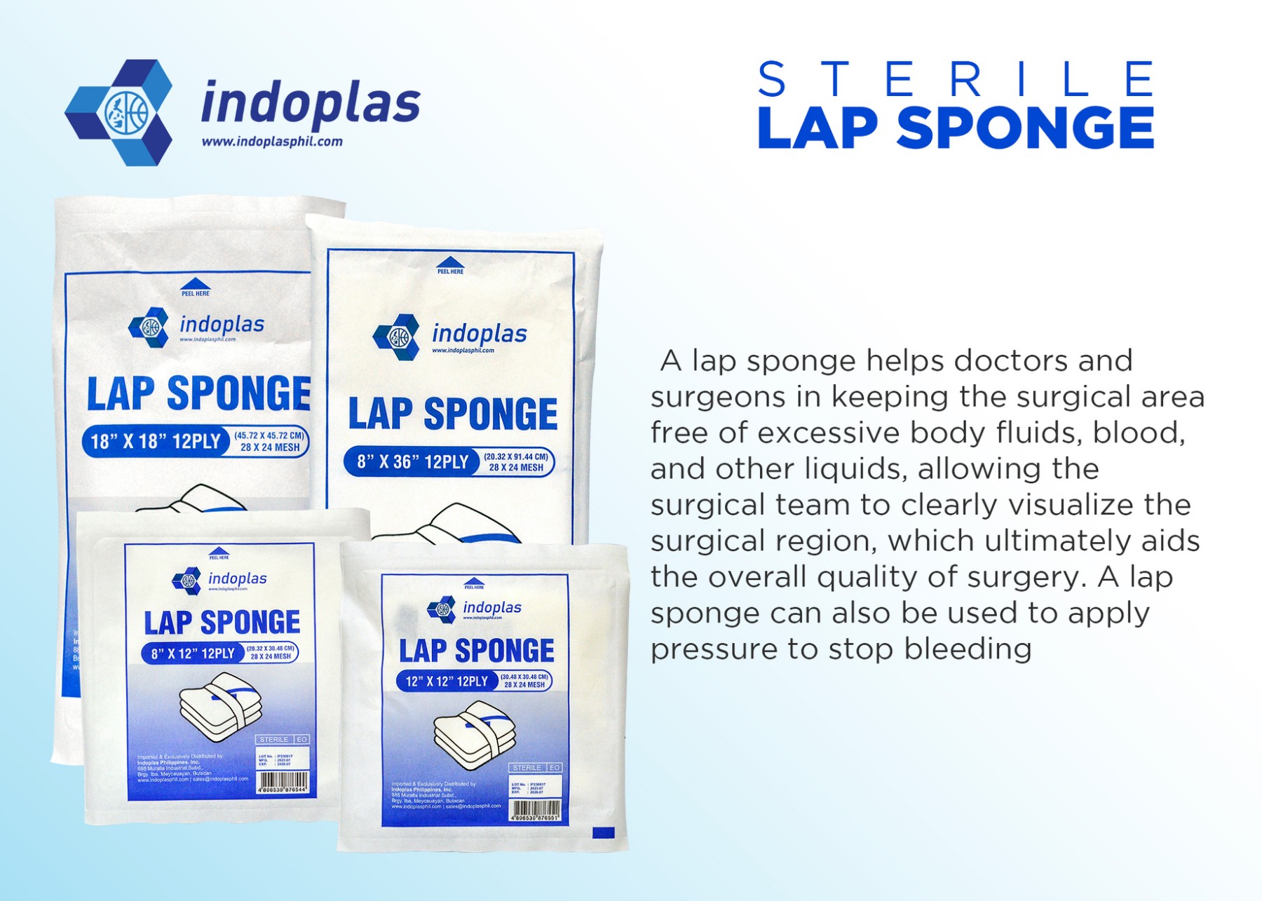 Indoplas Sterile Lap Sponge 8x36 - 12 ply - 1 Piece | Shopee Philippines