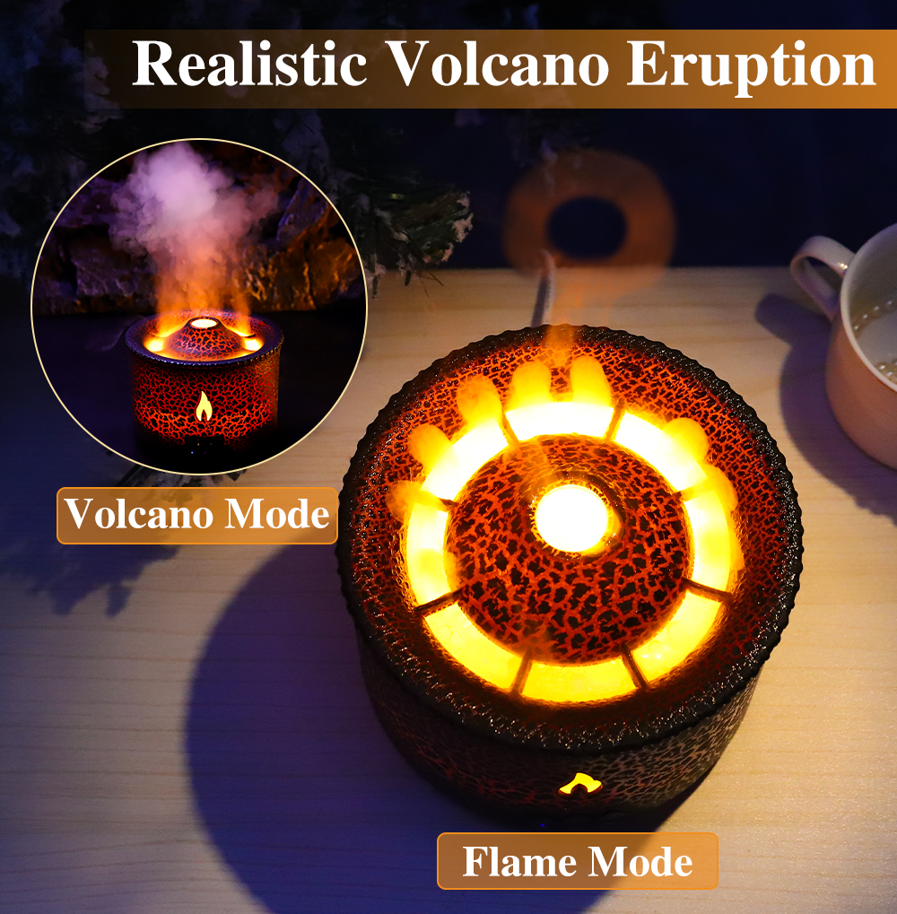 Lava Volcano Humidifier With Diffuser Humidifier Essential Oil Diffuser ...