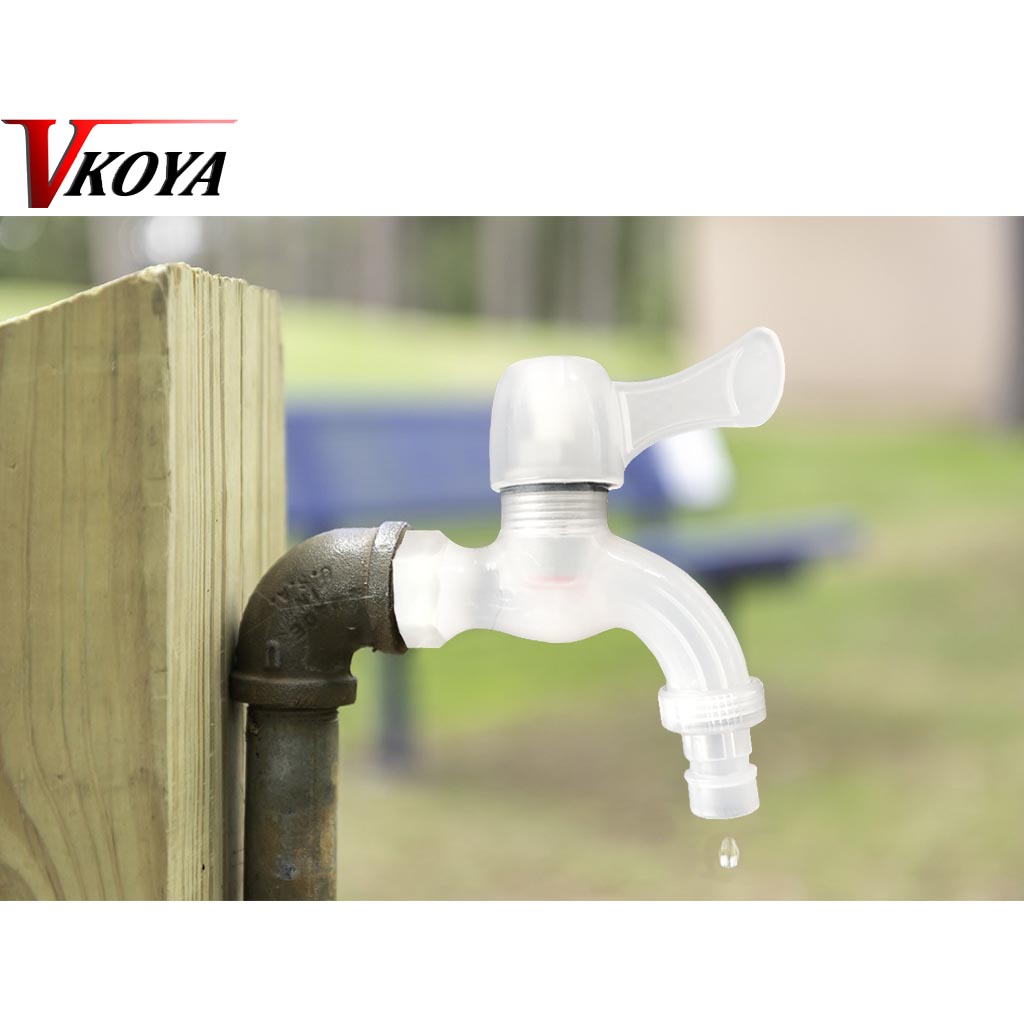 Vkoya PVC White Faucet Plain Bibb With Hose Connector 1/2" Thread Size ...