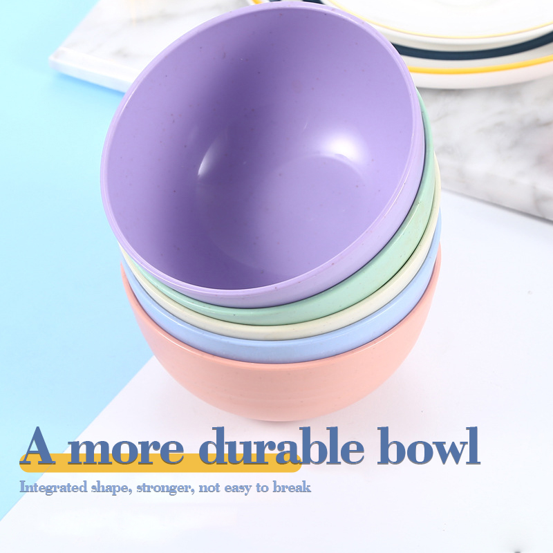 Nipiin 1Pcs Wheat Straw Bowl Microwavable Colorful Household Fruit ...