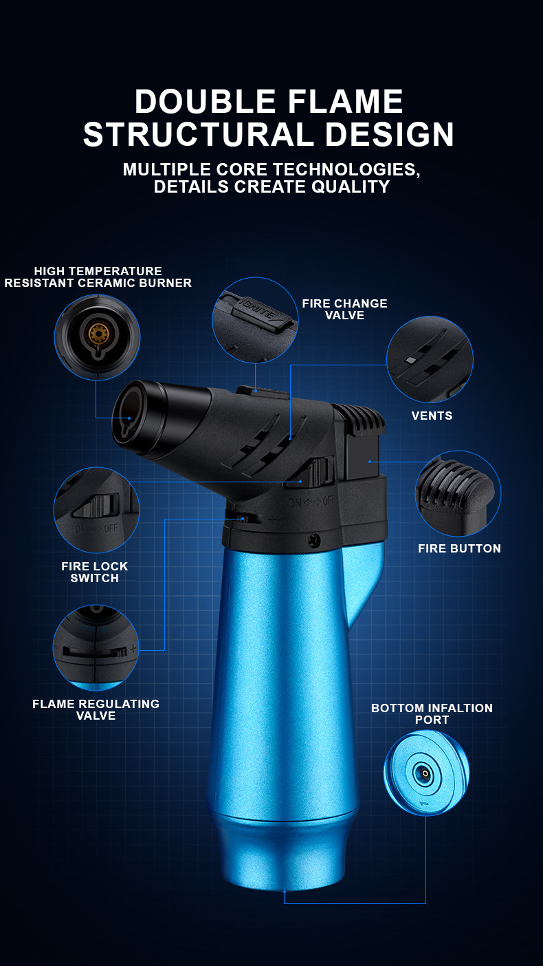 Hoba Filled jet torch lighter gas flame brazing gun toolfor kitchens ...