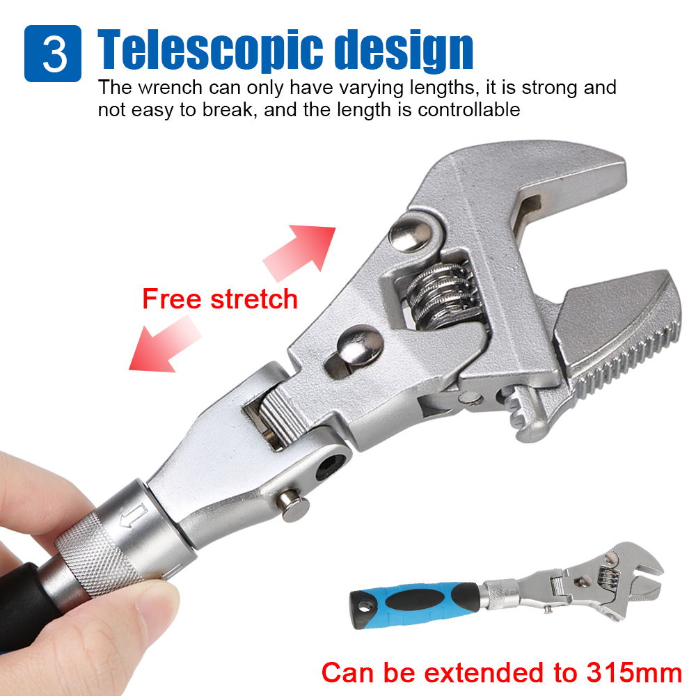 10 Inch 5 In 1 Ratchet Adjustable Wrench 180 Degree Adjustable Folding ...