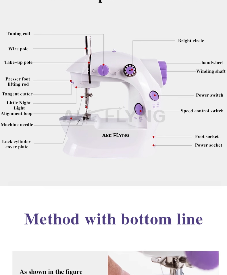 【ALL FLYING】Mini Electric 202 Sewing Machine 2-Speed Portable Sewing ...