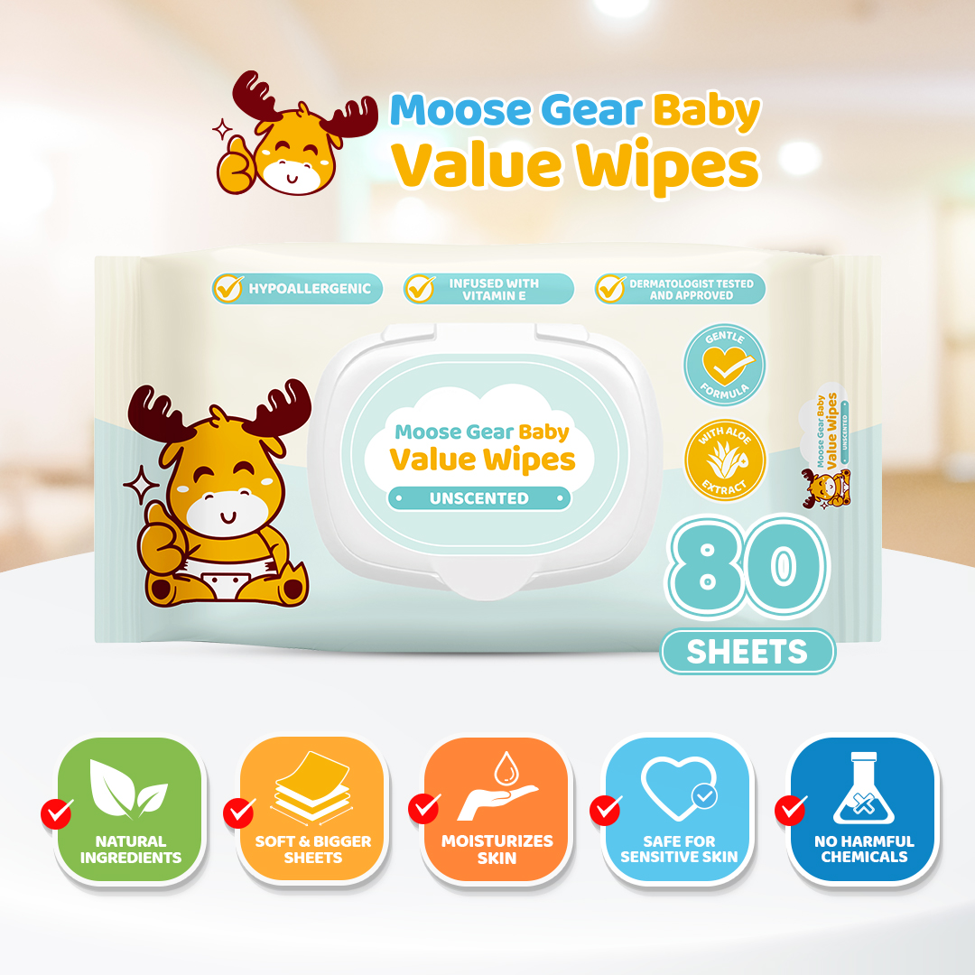 Moose Gear Baby Value Wipes Unscented 960s (12PACKS) Hypoallergenic w ...