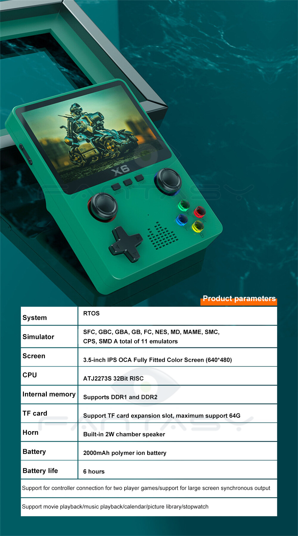 FANTASY New X6 Game Console HD Handheld Game Console Dual Joystick GBA ...