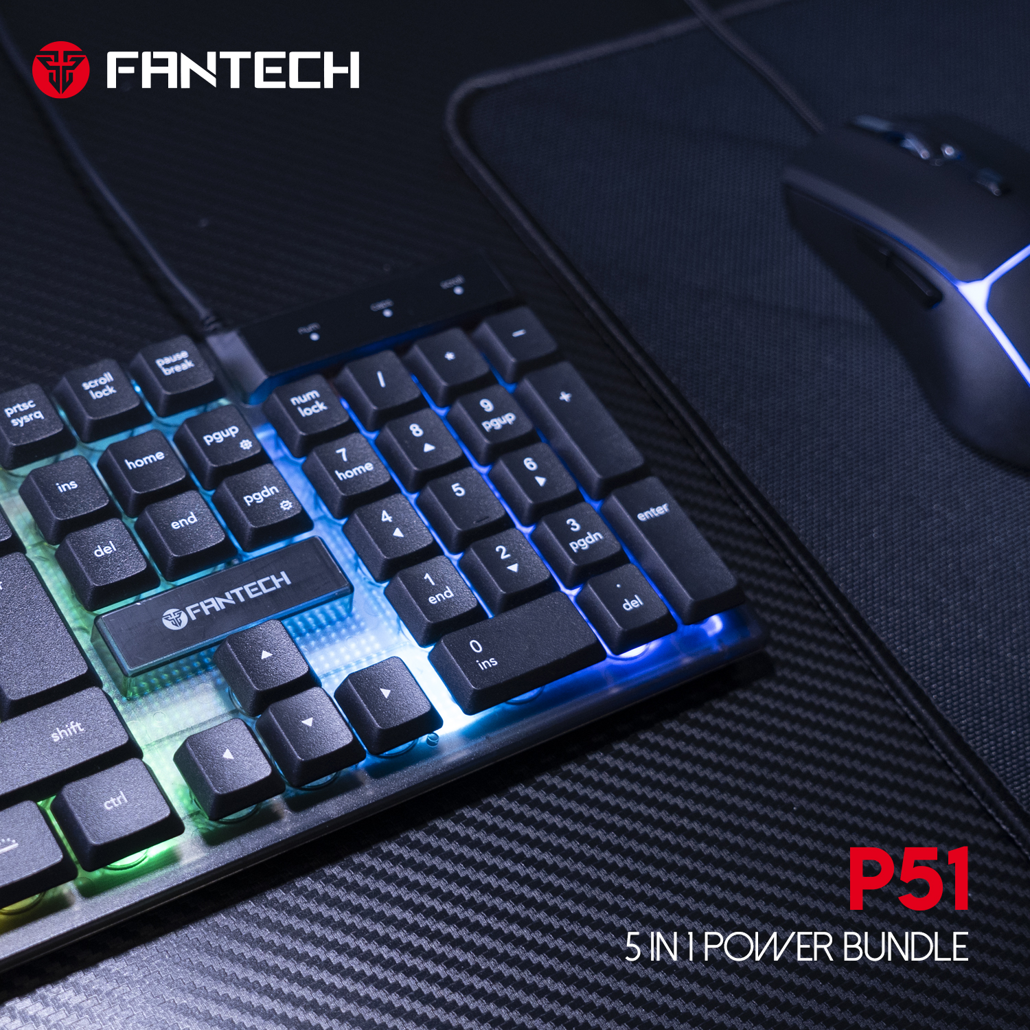 Fantech P51 5in1 Power Bundle Set Gaming Keyboard, Mouse, Headset ...