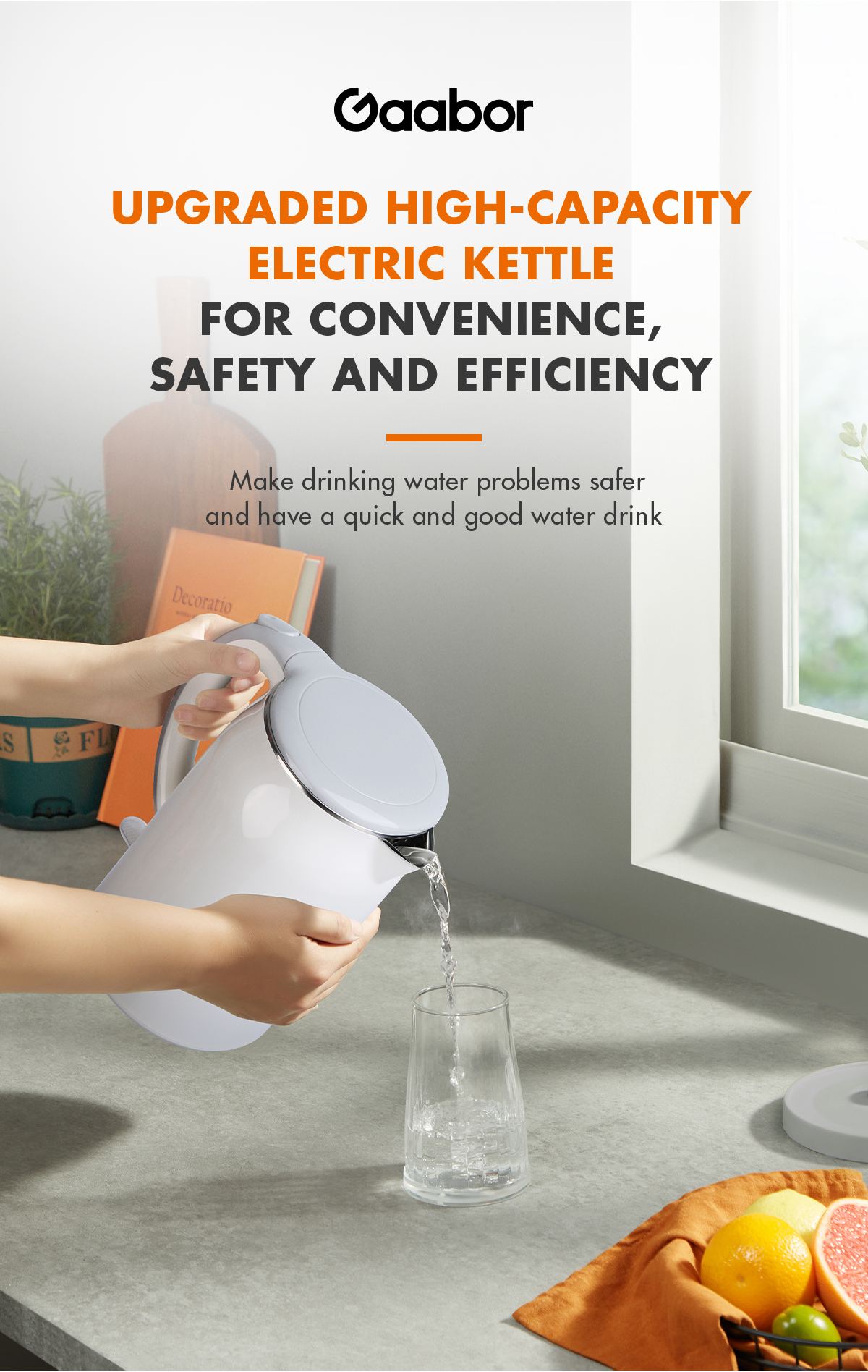 Gaabor Electric Kettle Fast Boiling Stainless Steel Inner Anti-Burnout ...