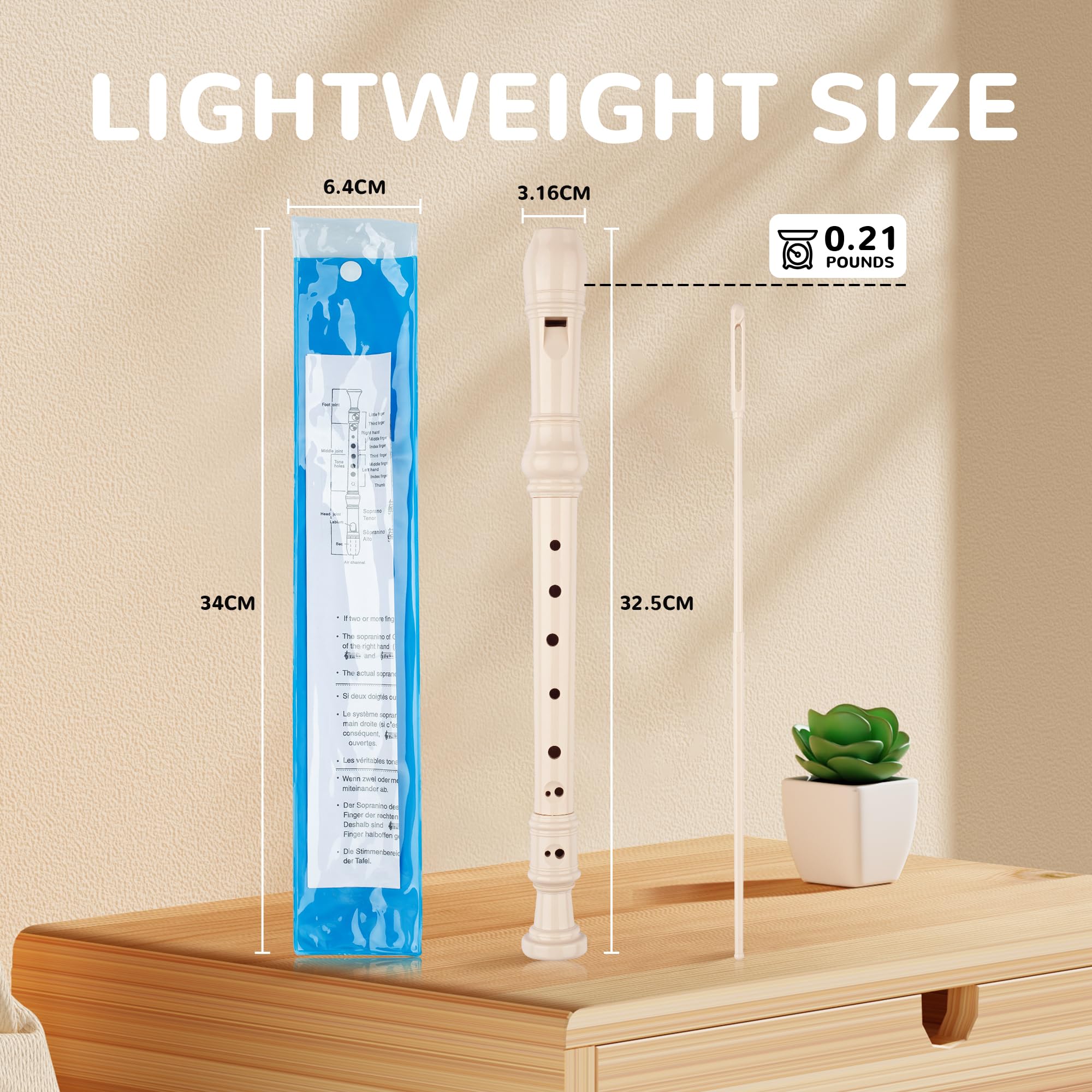 8 Hole Flute，Detachable with Cleaning Rod and Fingering Chart for ...