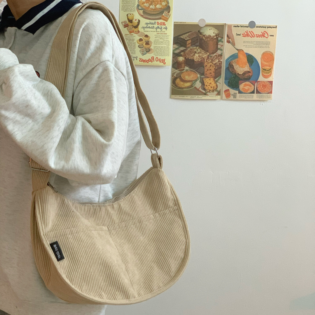 Mumu 5088 Japanese Corduroy Dumpling Sling Bag School College Shoulder ...