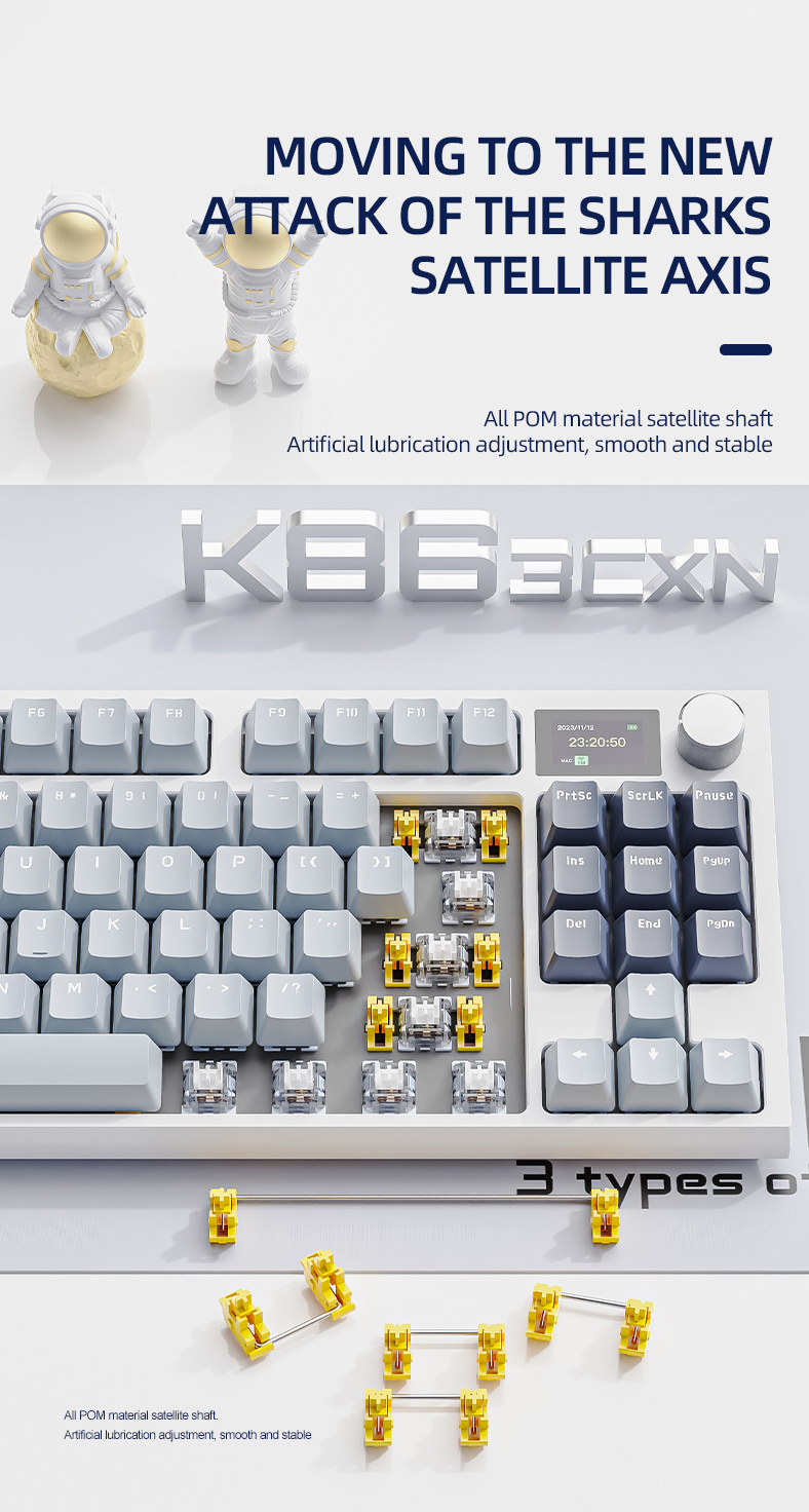 Attack Shark K86 RGB 3 Mode Mechanical Keyboard Hot Swappable With ...