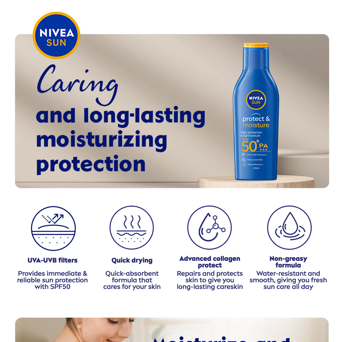 NIVEA Sun Protect & Moisture SPF50 Body Lotion 125ml | Shopee Philippines