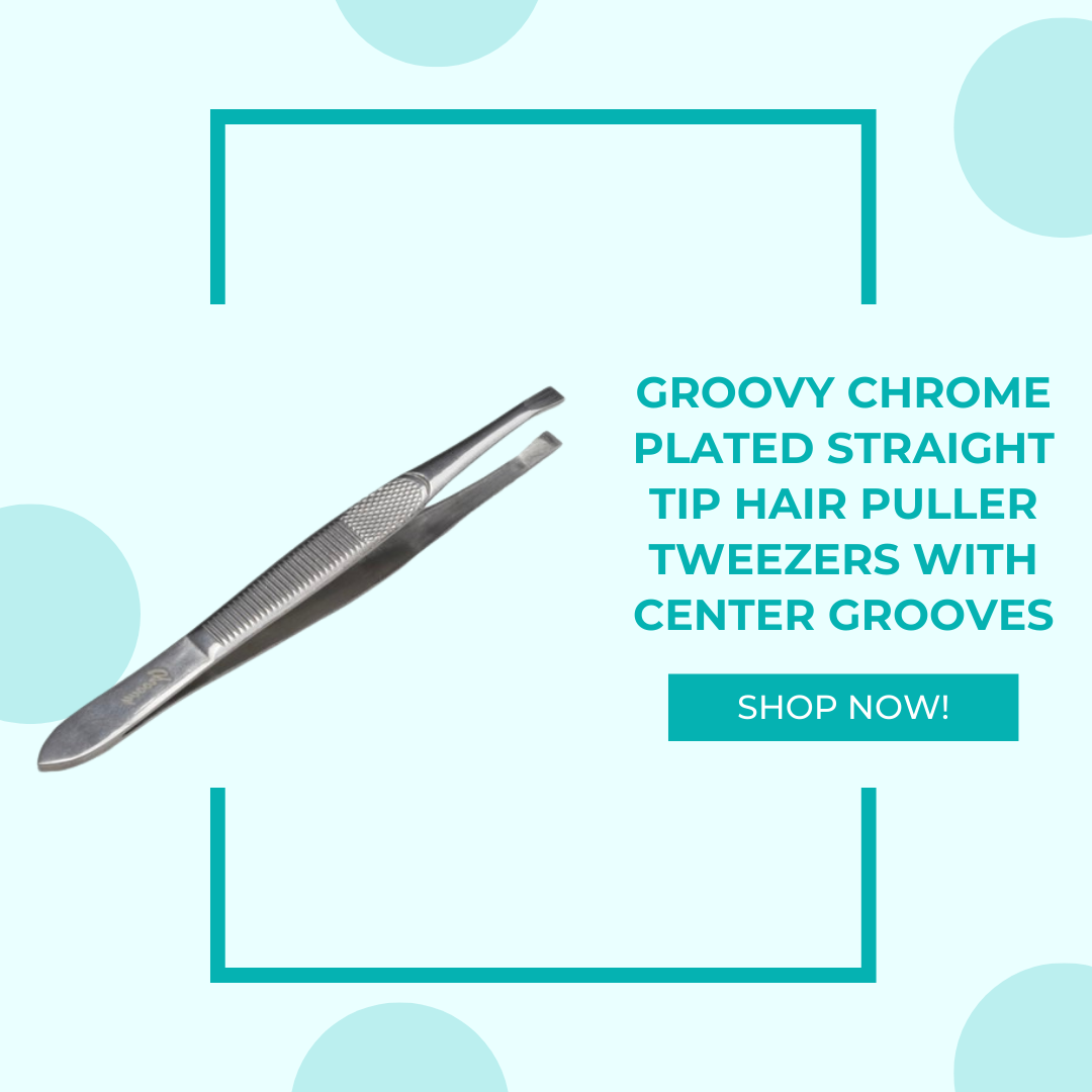 Groovy Chrome Plated Straight Tip Hair Puller Tweezers with Center ...