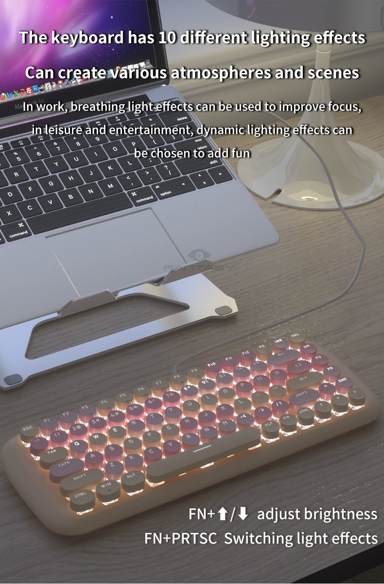 MOFII New Version CANDY M Wired White Light Mechanical Keyboard with 10 ...