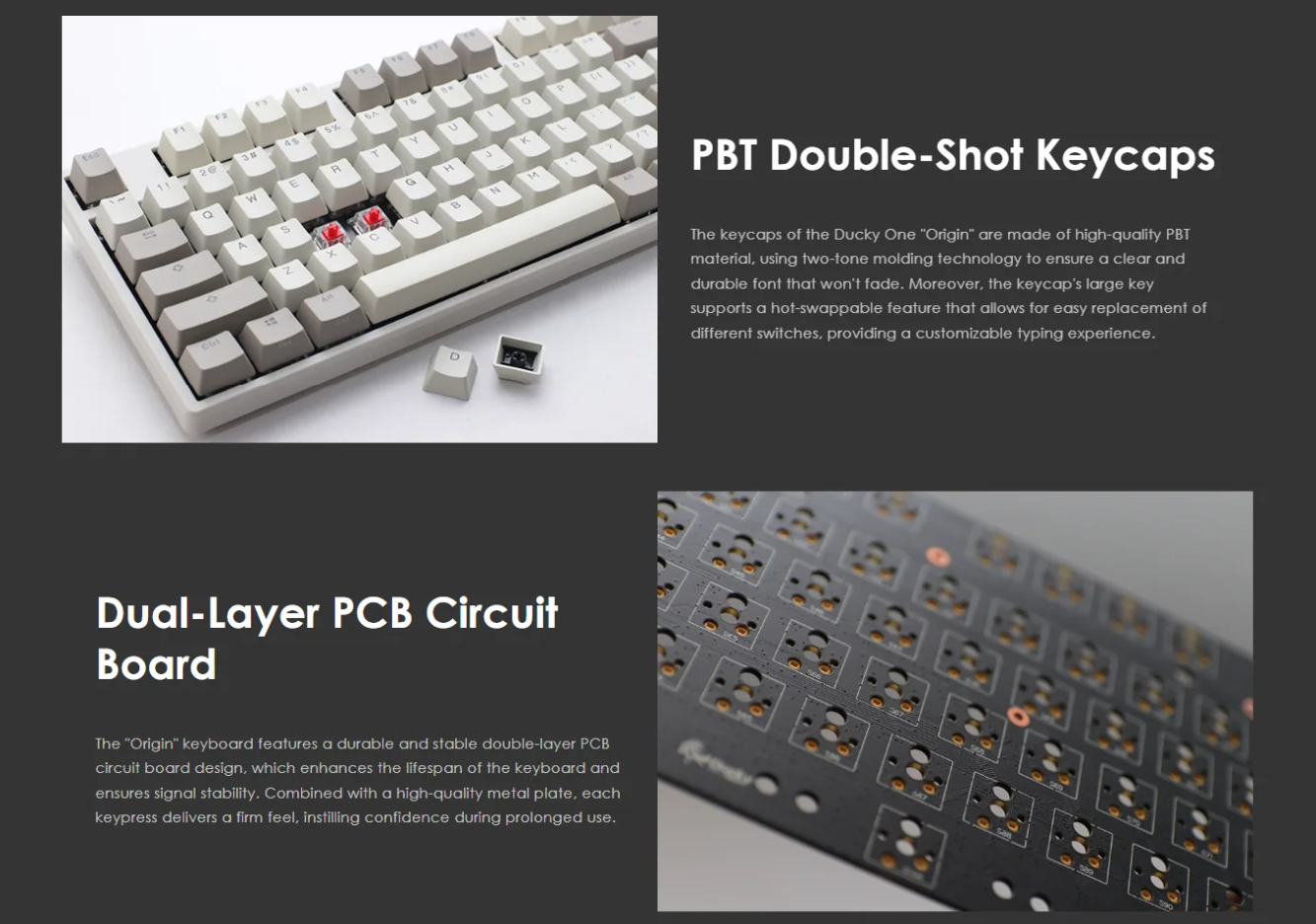 Ducky Origin Vintage Double Shot PBT Mechanical Keyboard (Cherry RGB ...