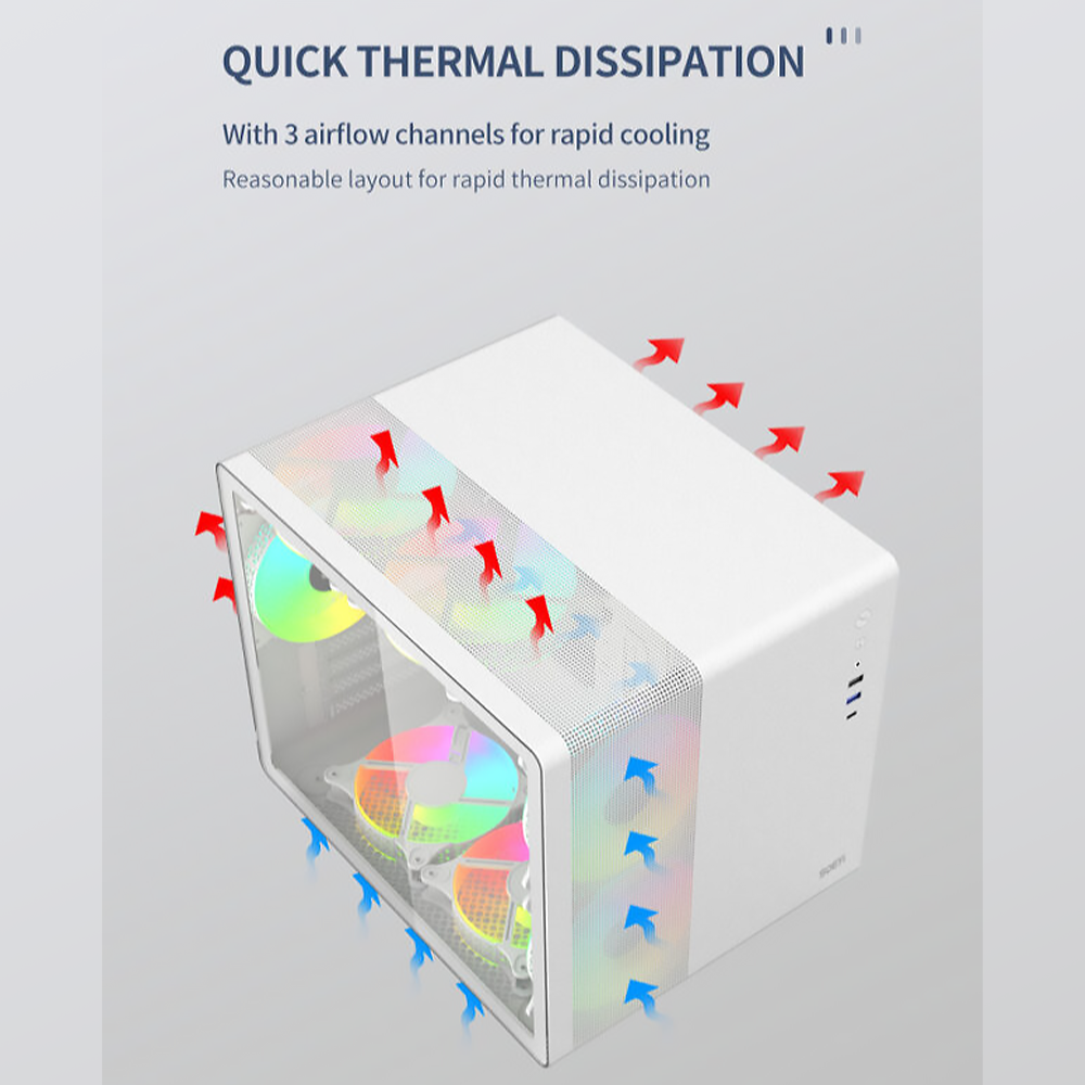 EasyPC| YGT V300 MAtx Tempered Glass PC Case gaming| Black and White| | Shopee Philippines