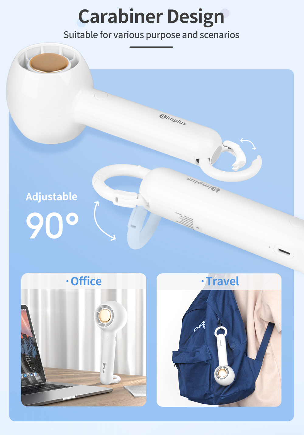 Simplus Handheld Fan Mini Portable Fan Desk Fan Bladeless USB ...