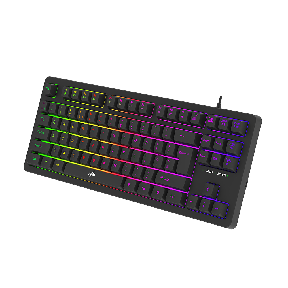Zeus K-123 Rainbow LED 87 Keys Gaming Keyboard Multi-Media Online ...